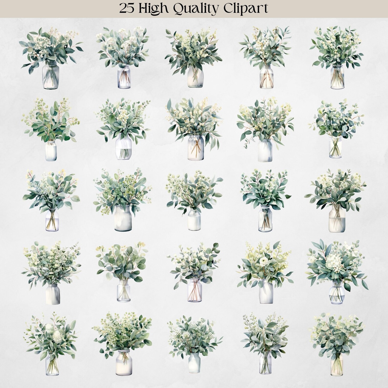 Eucalyptus PNG, Watercolor Eucalyptus Clipart Bundle, Greenery Clipart ...