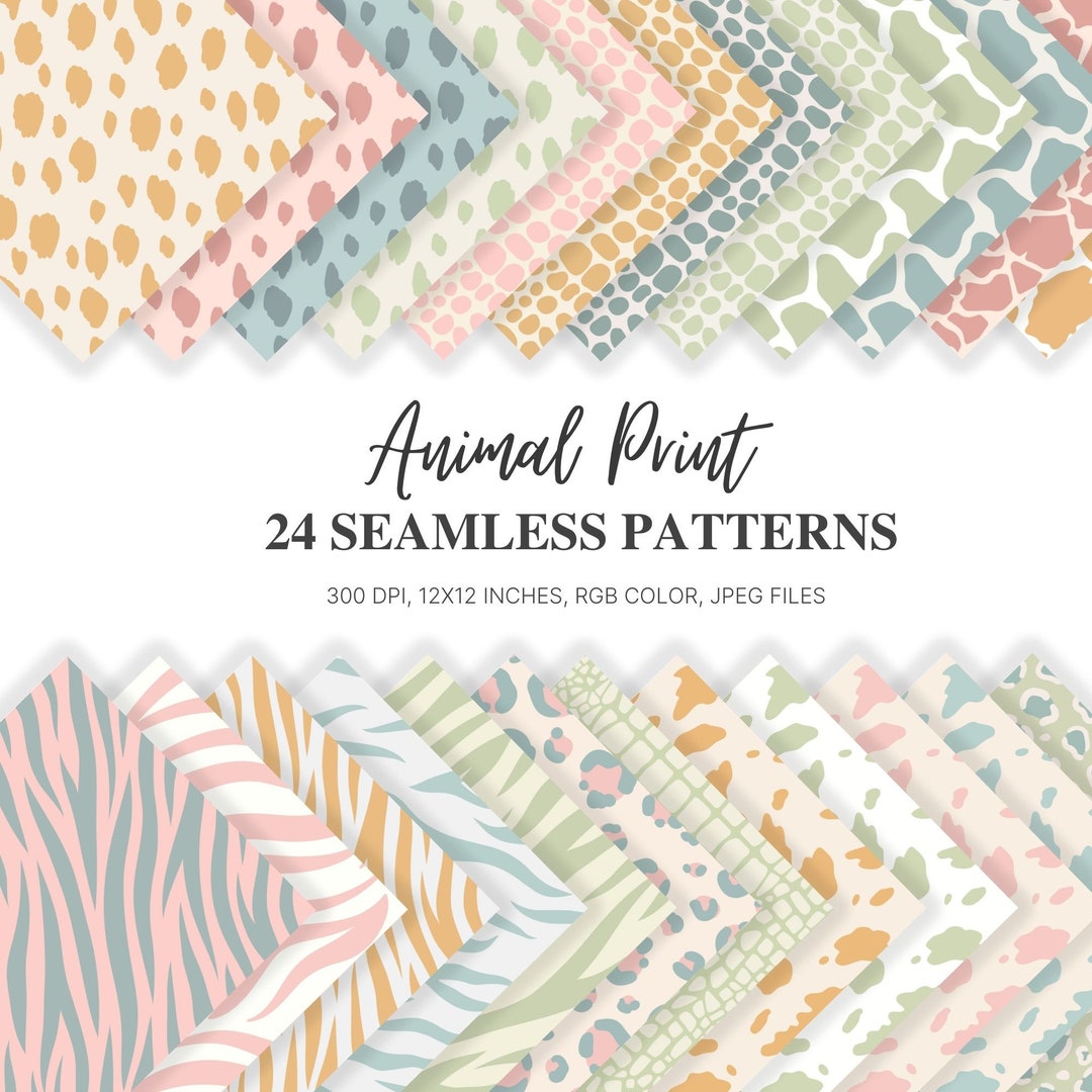 Pastel Animal Print Digital Paper Pack, Cheetah, Leopard Print, Neutral ...