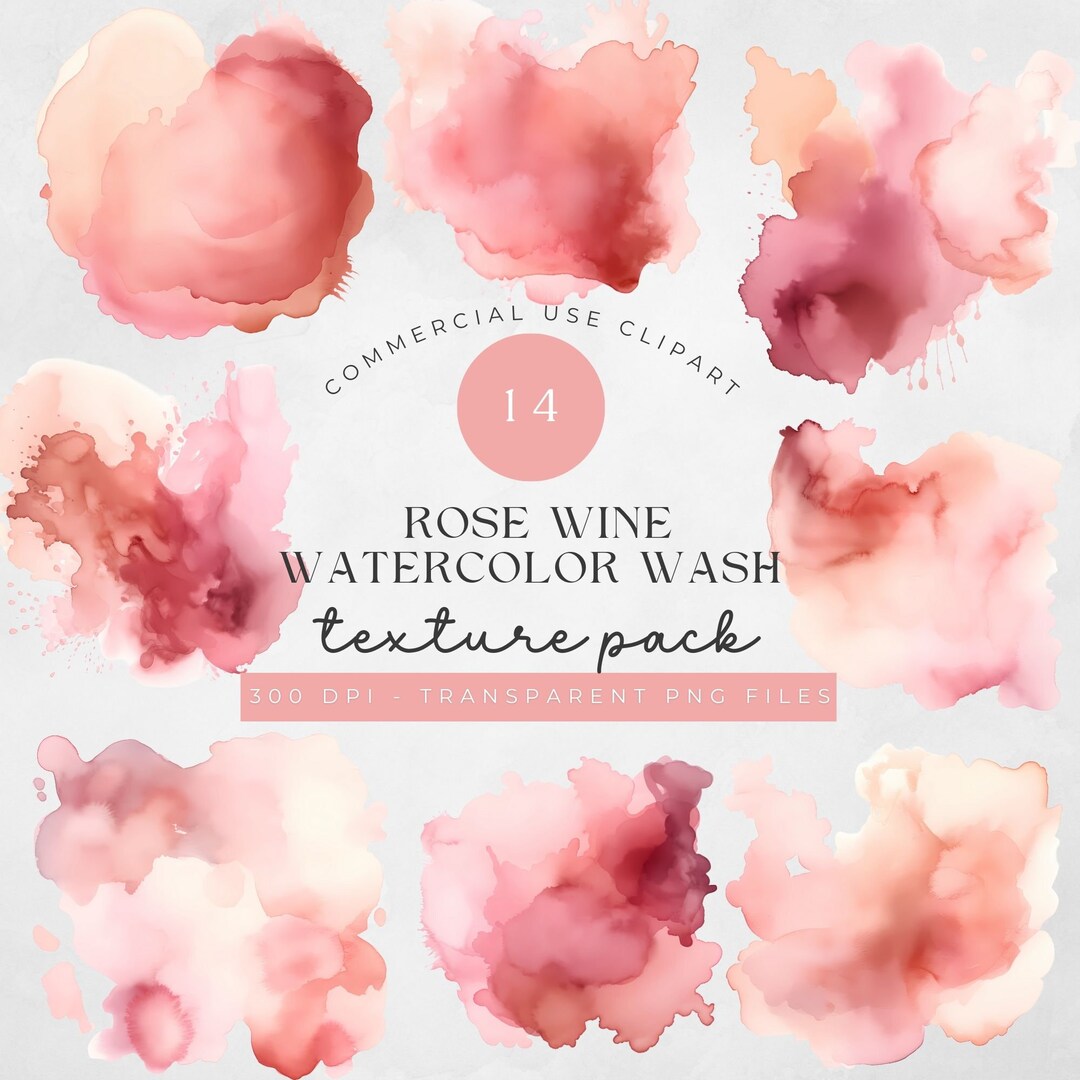 Blush Pink Watercolor Washes Clipart: Pastel Textures (PNG Digital ...
