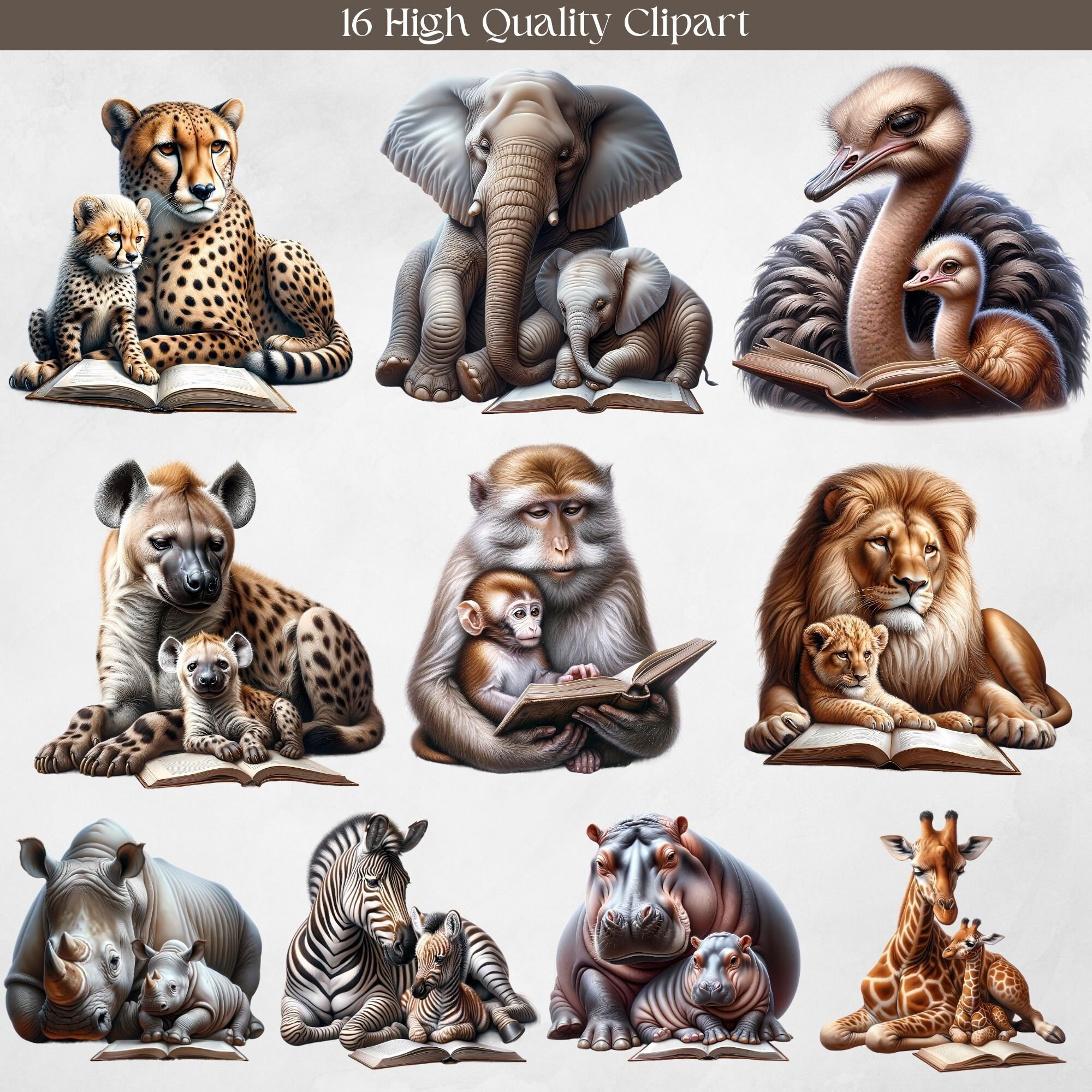 Mother and Baby Safari Animals Clipart Safari Clipart Transparent ...