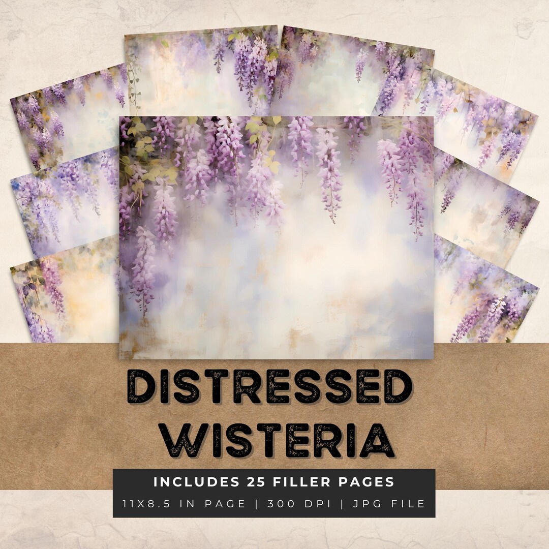 Wisteria Junk Journal Pages Vintage Floral Romantic Digital Paper ...