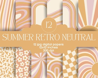 Retro Groovy Digital Paper Pack, Aesthetic Pattern Background, Groovy ...