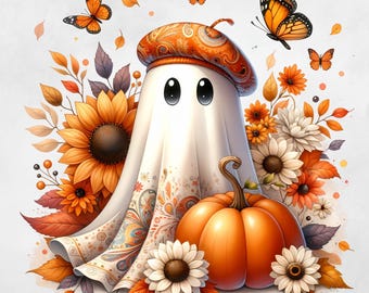 Watercolor Ghost Clipart, 25 PNG Halloween Clipart Bundle, Cute Ghost ...