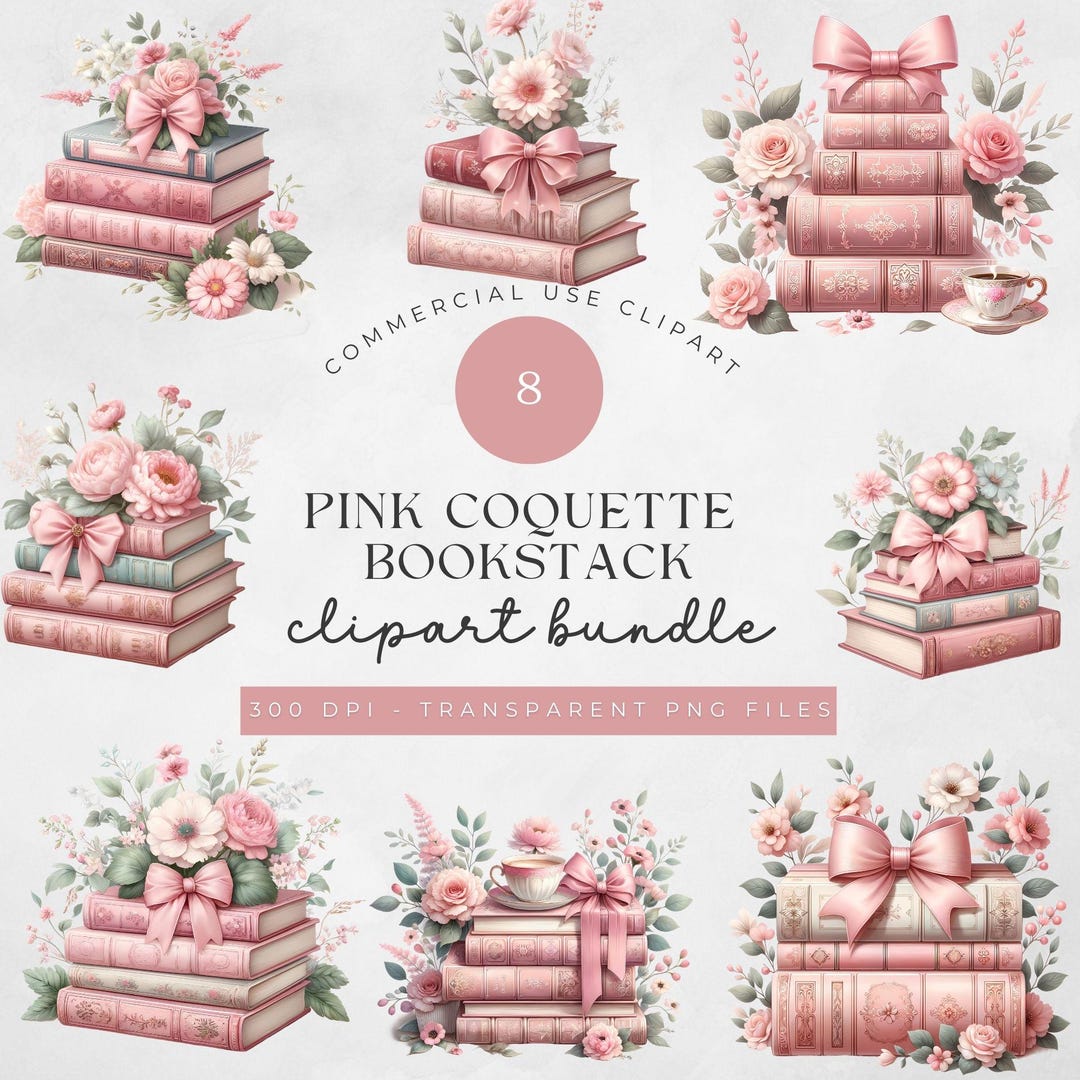 Coquette Books Clipart Booklover Clipart Pink Bow Png Victorian Vintage ...