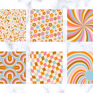 Retro Groovy Digital Paper, Aesthetic Pattern Background, Groovy ...