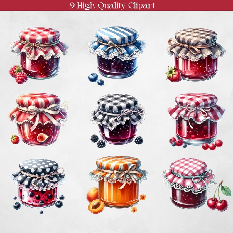 Jam Jars Clipart 9 PNG Sweet Tasty Dessert Jars Graphics, Confiture Jar ...