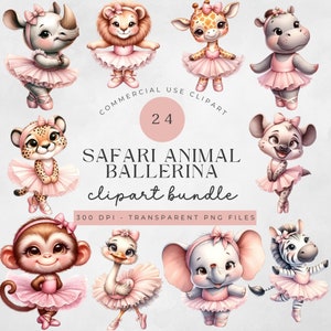 Ballerina Cuties Clipart Bundle, Ballerina Animals, Watercolor Clipart ...