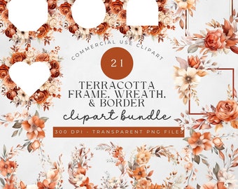 35 Watercolour Terracotta Flowers Clipart Pack, Autumn Clipart ...