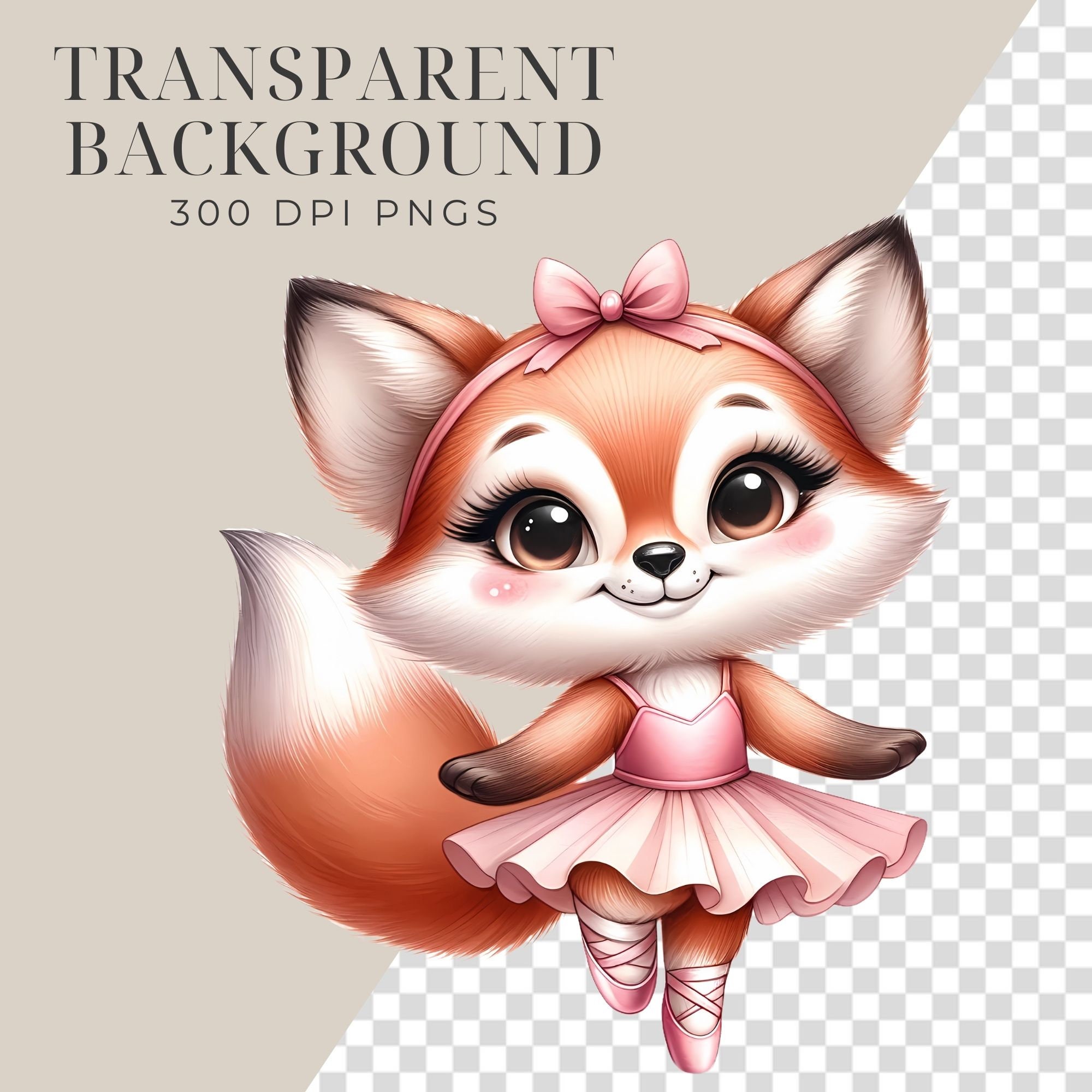 Fox Ballerina Animals Clipart Bundle, Cute Dancing Animal Graphic ...