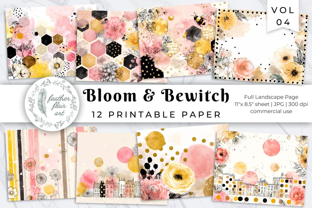 Pink Halloween Digital Paper, Honeycomb, Whimsical Pages, Floral ...