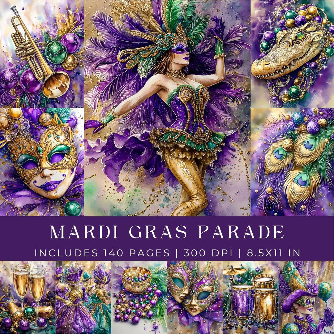 Mardi Gras Junk Journal Pages, Mardi Gras Scrapbook Collage Sheets ...