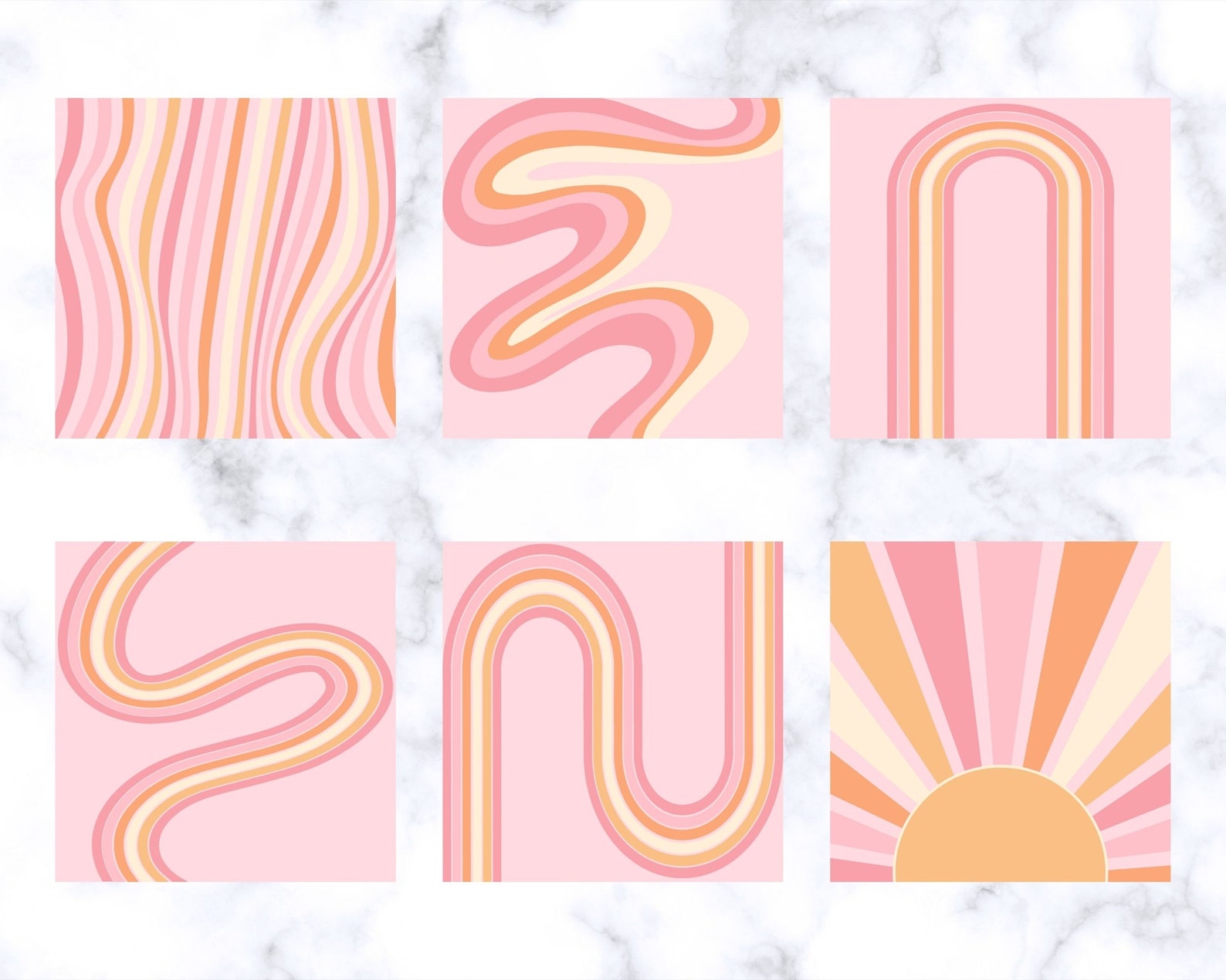 Retro Groovy Digital Paper Aesthetic Pattern Background - Etsy