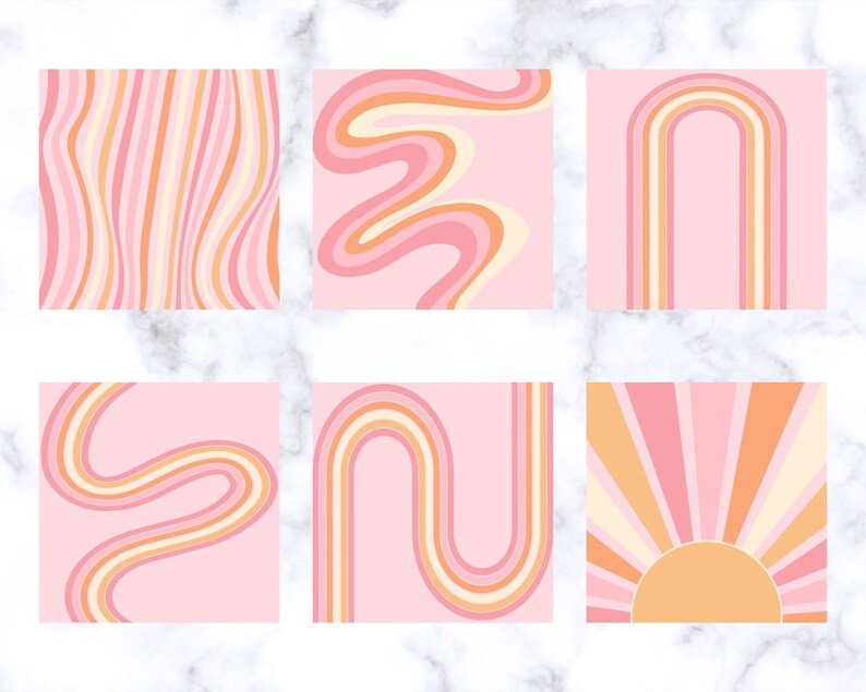 Retro Groovy Digital Paper Aesthetic Pattern Background - Etsy