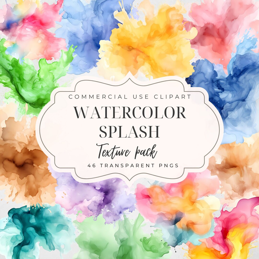 46 Pastel Watercolor Alcohol Ink Splash Clipart, Paint Splatter PNG ...
