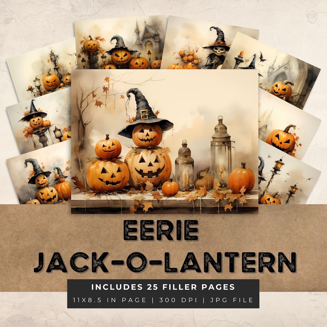 Printable Jack-o'-lantern Digital Papers, Pumpkin Pages, Halloween ...