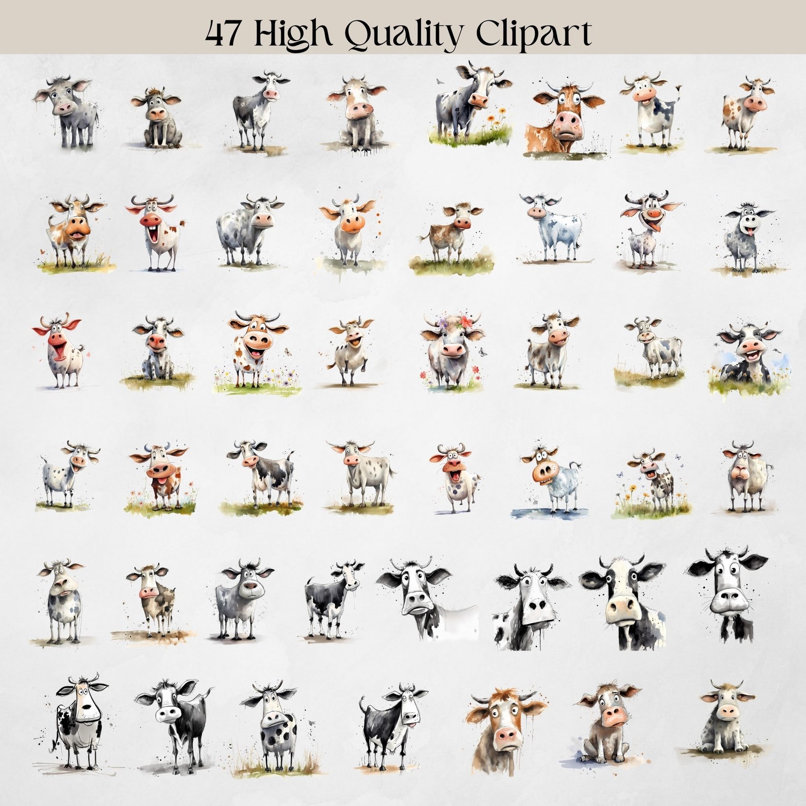 47 Quirky Cow Clipart, Cow Clipart PNG, Funny Cow Clipart, Cute Animals ...