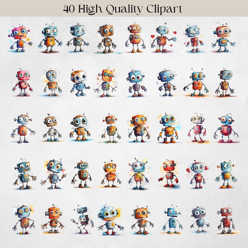 Whimsical Robot Clipart, Android CU Clip Art, Robot Graphics Png,funny ...