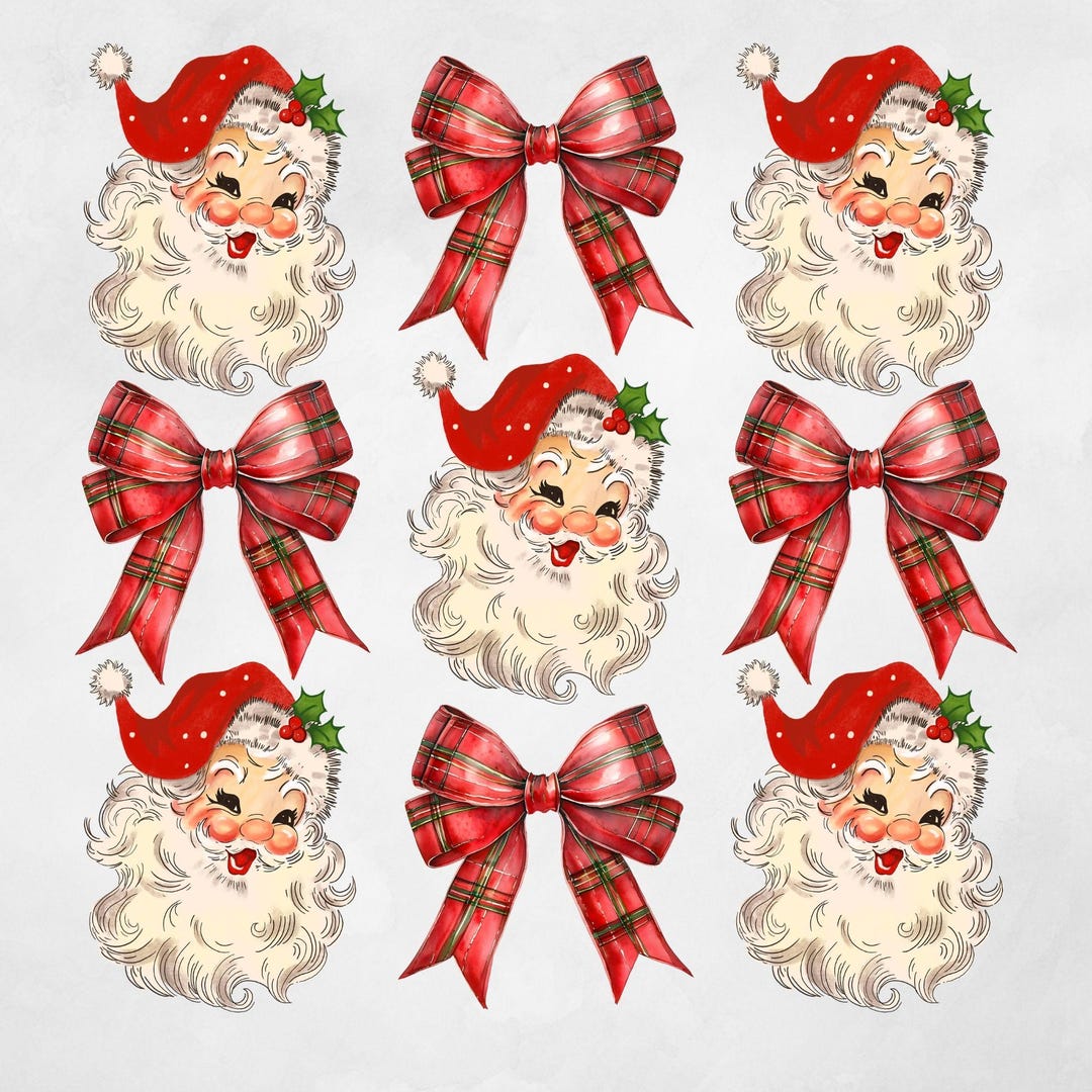 Christmas Vintage Santa PNG Santa Claus Clipart Clip Art Red Plaid ...