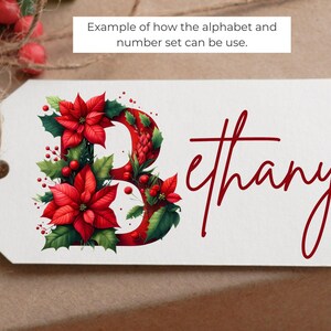 36 Christmas Poinsettia Monogram Clipart Bundle, Initial, Letters ...
