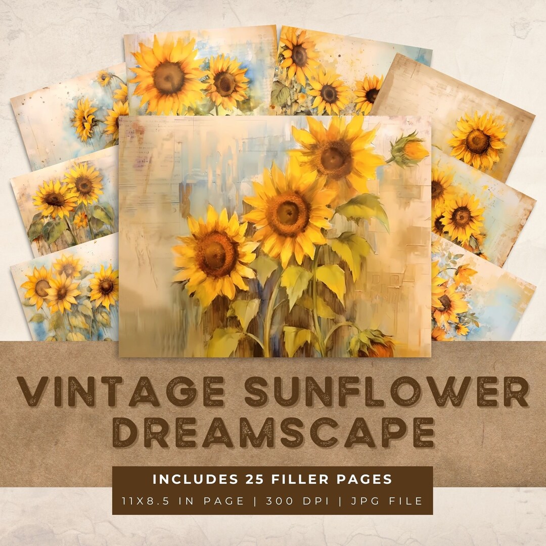 Sunflower Junk Journal Kit Vintage Floral Journal Sunflowers Digital ...