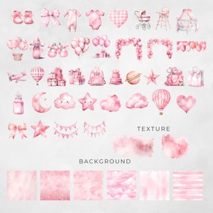103 Sweet Baby Girl Teddy Bear Clipart Bundle | Watercolor Baby Shower ...