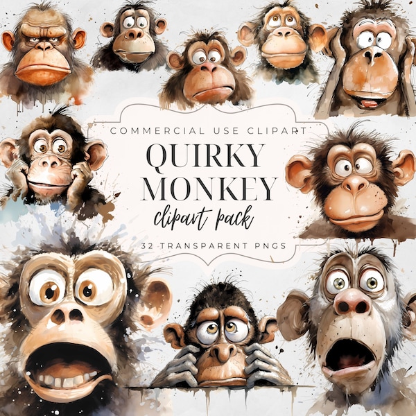 Monkey Clipart - Etsy