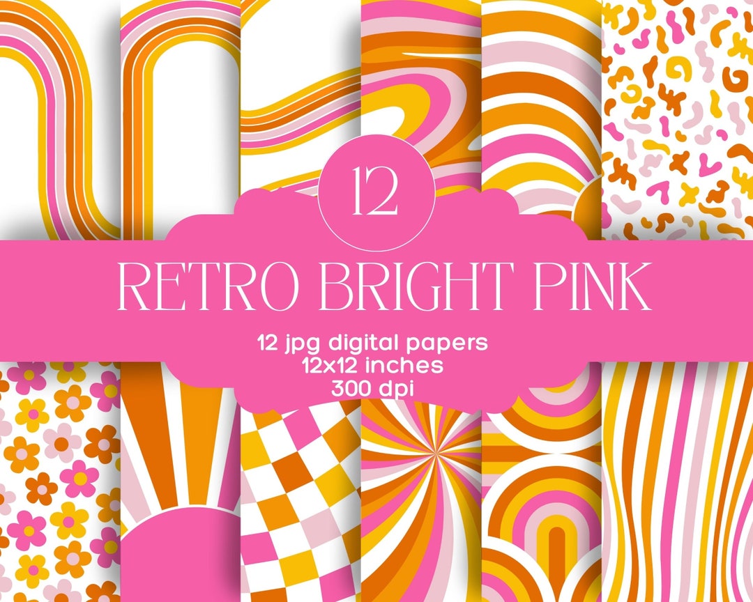 Retro Groovy Digital Paper, Aesthetic Pattern Background, Groovy ...