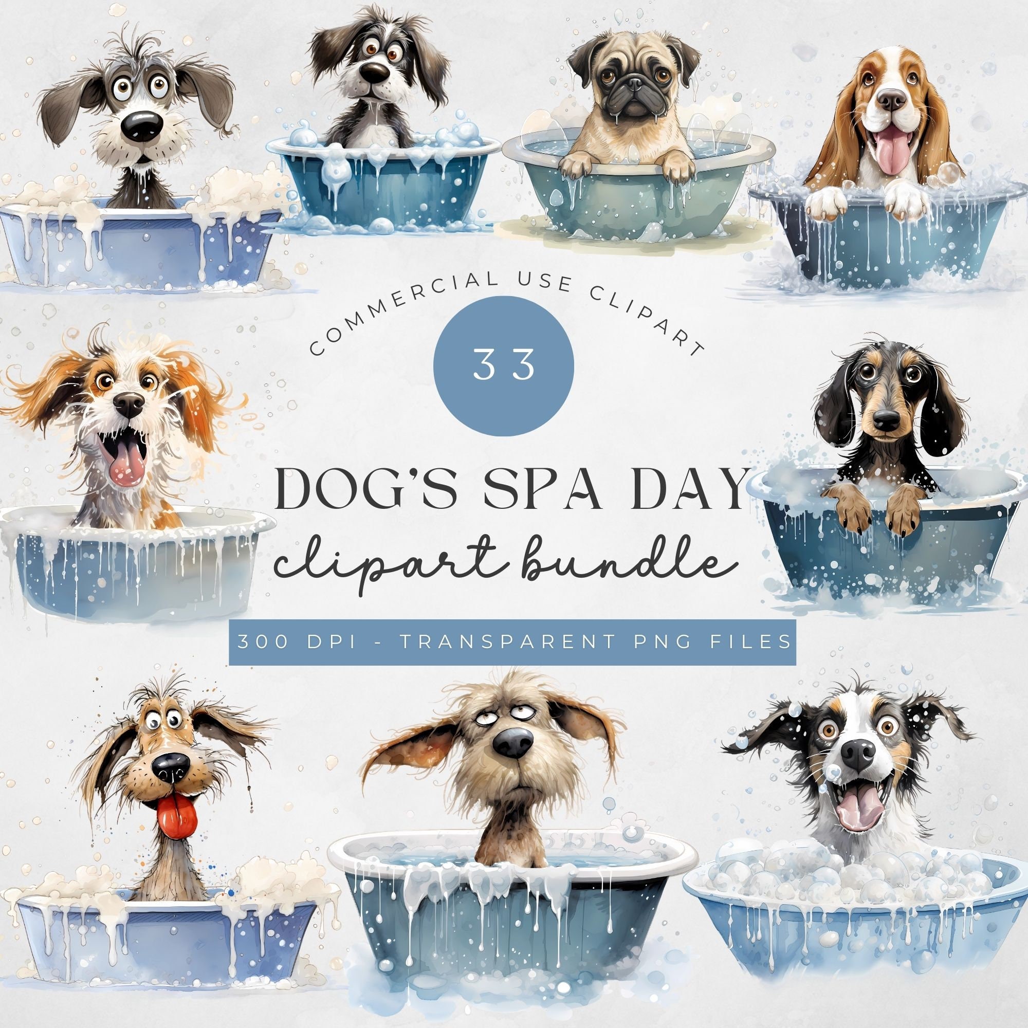 Watercolor Dog Grooming Clipart, Pet Groomer, Cute Dog Spa, Dog PNG ...