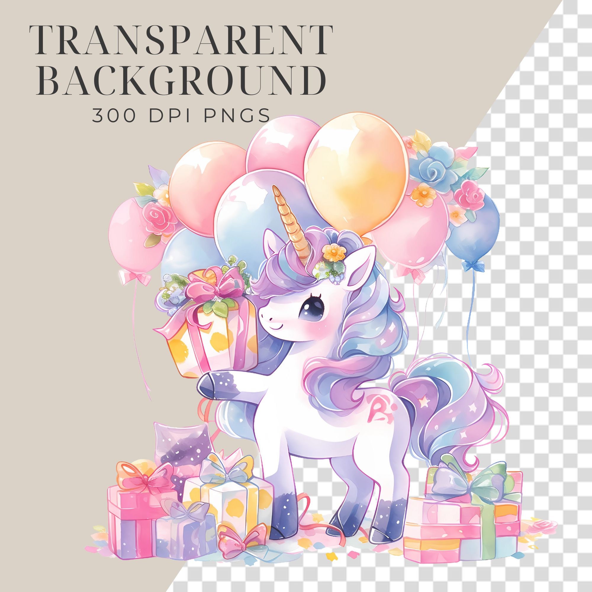 91 Cute Kawaii Unicorn Clipart Bundle Commercial Use PNG Instant ...