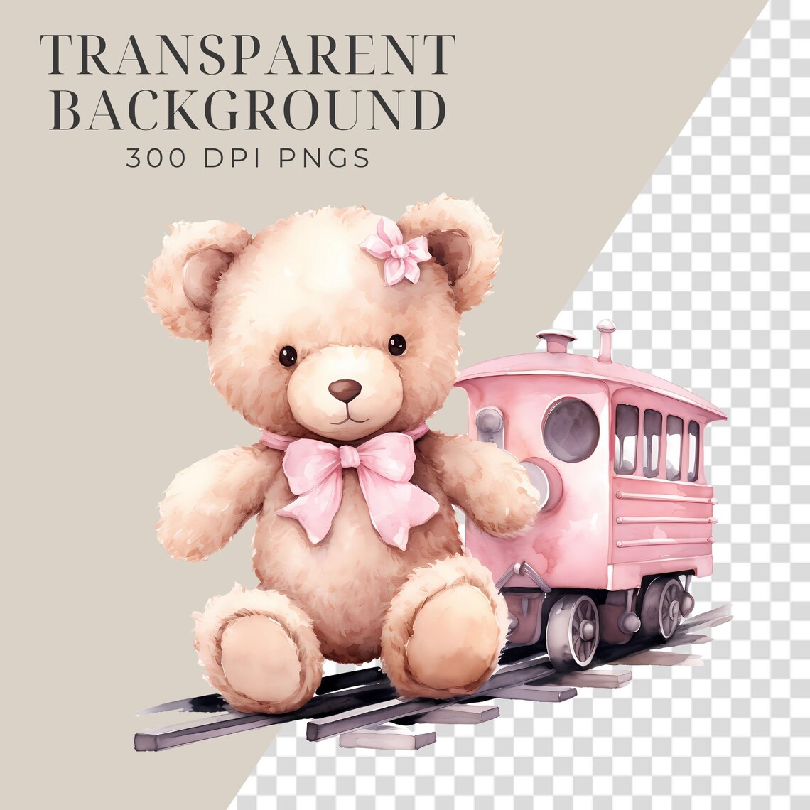 103 Sweet Baby Girl Teddy Bear Clipart Bundle Watercolor Baby Shower ...