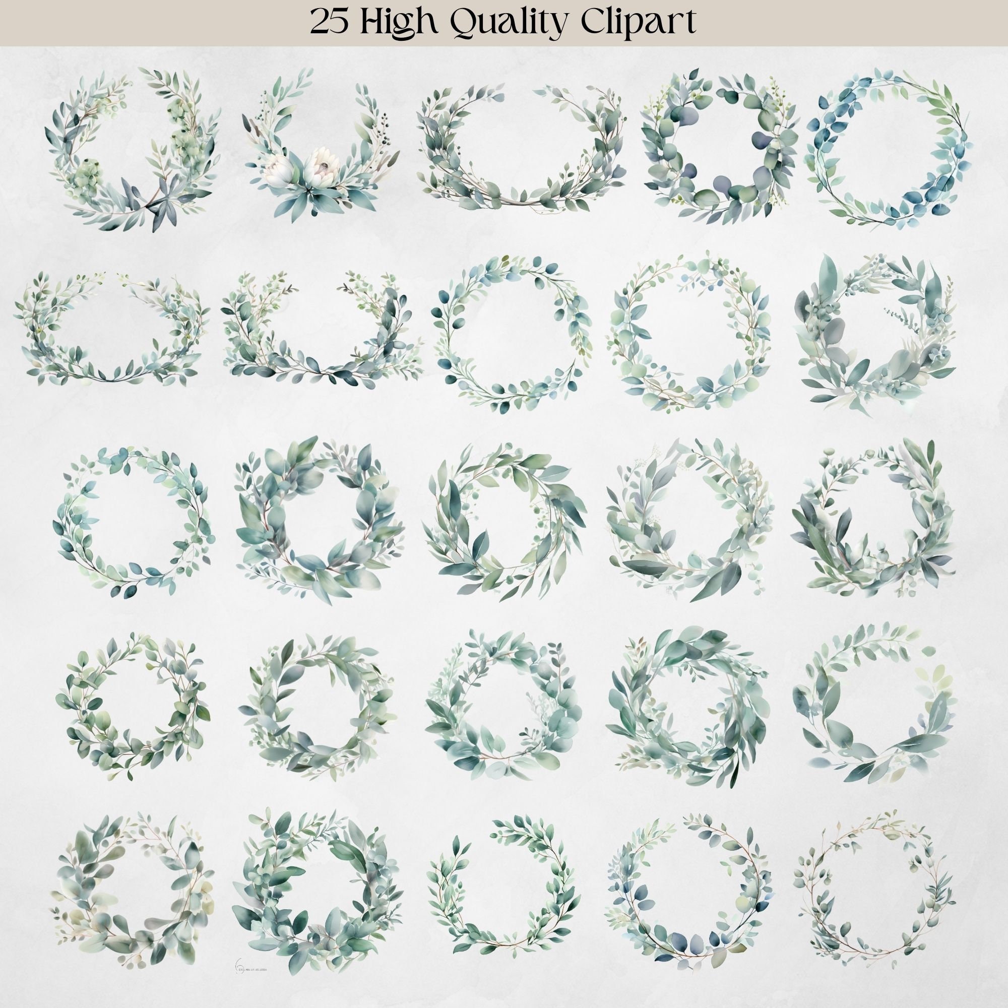 Eucalyptus PNG, Watercolor Eucalyptus Clipart Bundle, Greenery Clipart ...