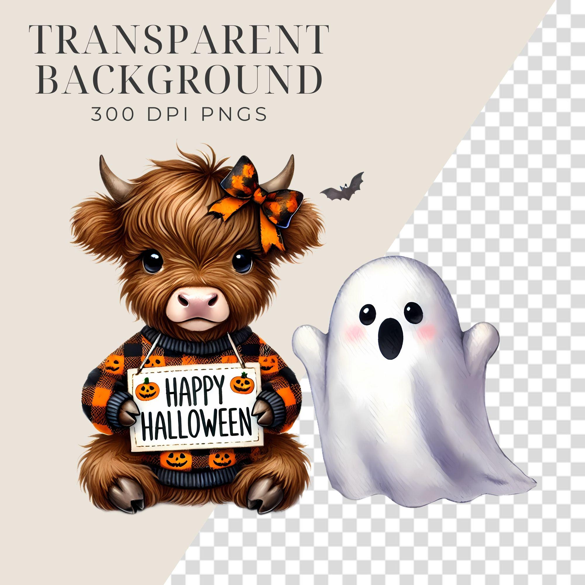 Halloween Highland Cow Clipart Set, Pumpkin Png, Cute Halloween Clipart ...