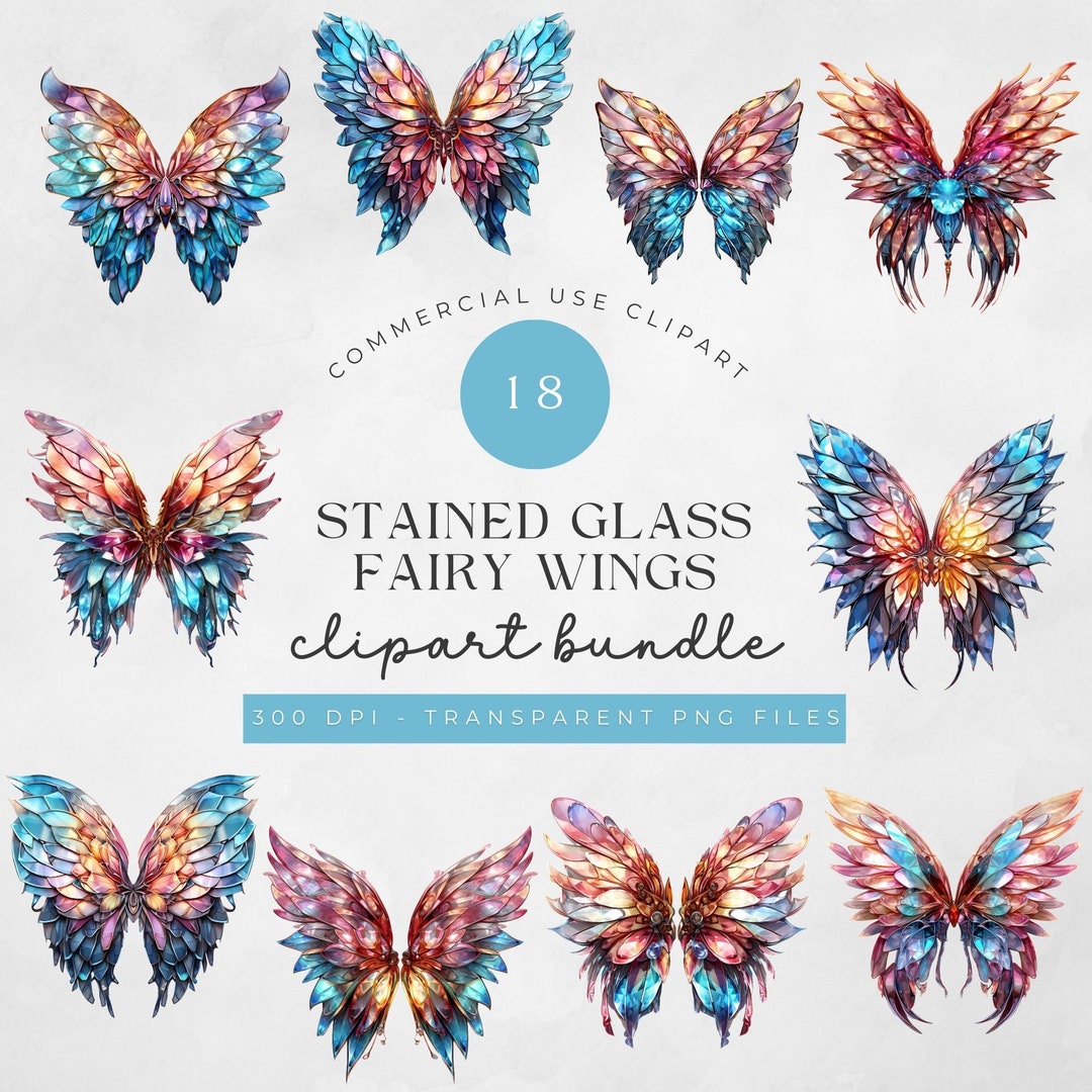 Magical Fairy Wings Clipart, Watercolor Angel Wing Clip Art, Pastel ...