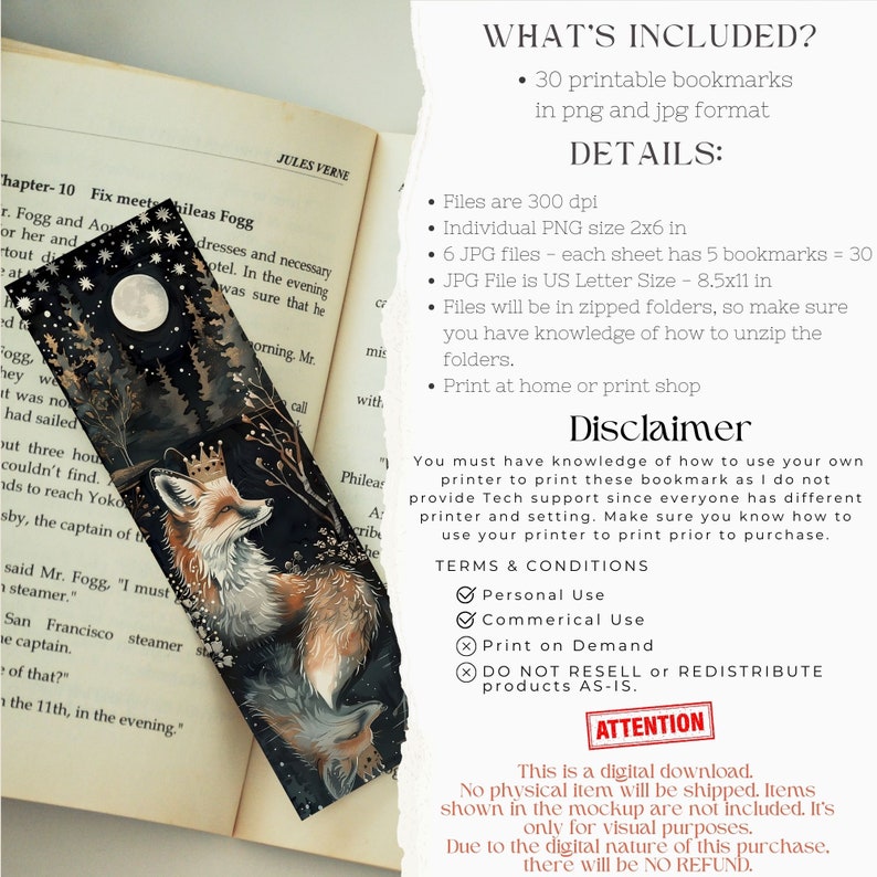 30 Whimsical Woodland Animals Printable Bookmarks Bundle, PNG, JPG ...