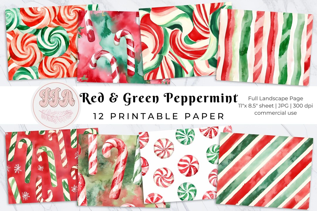 Candy Cane, Junk Journal, Printable, Paper Page, Digital Download ...