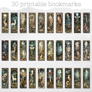 30 Whimsical Woodland Animals Printable Bookmarks Bundle, PNG, JPG ...