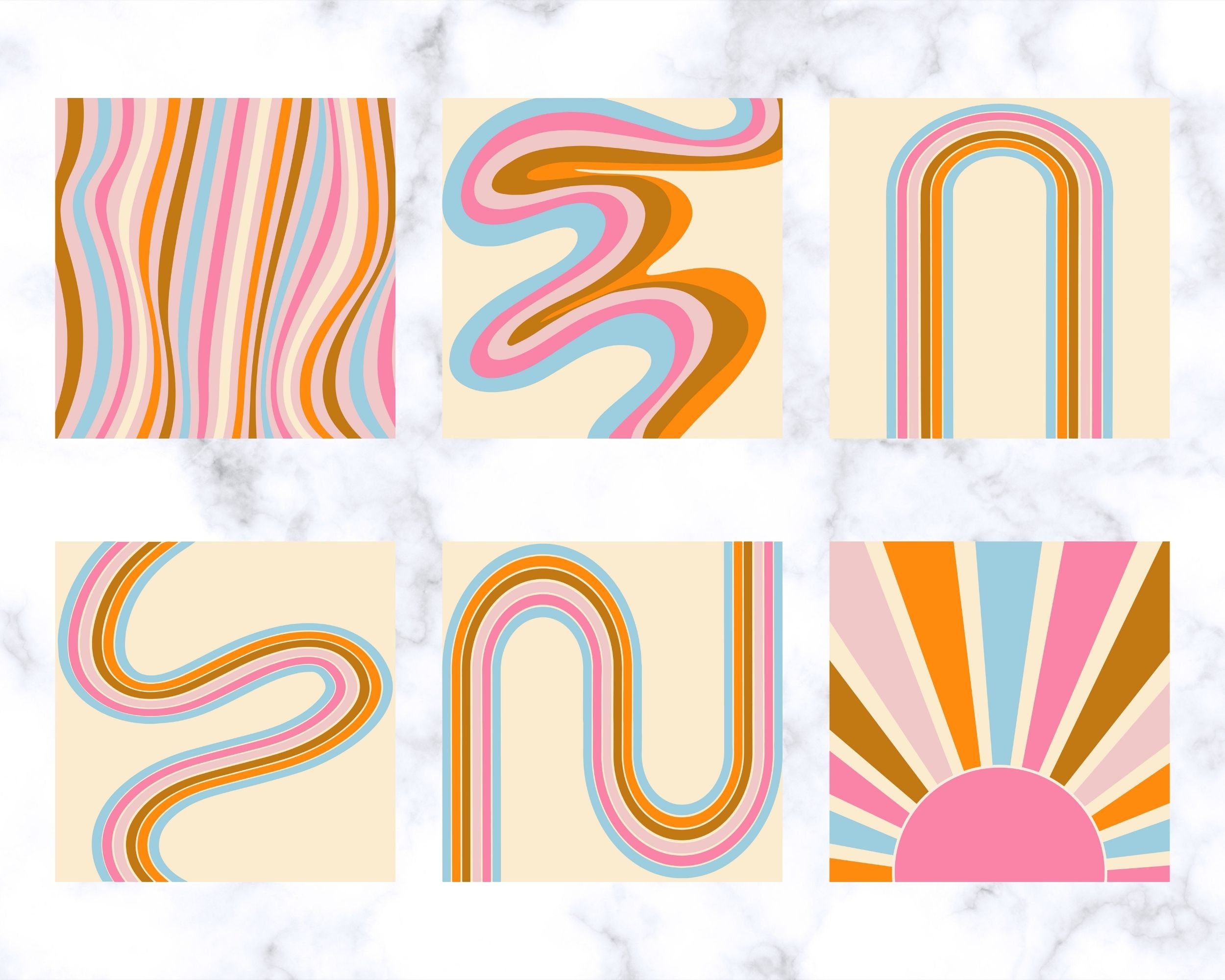 Retro Groovy Digital Paper, Aesthetic Pattern Background, Groovy ...