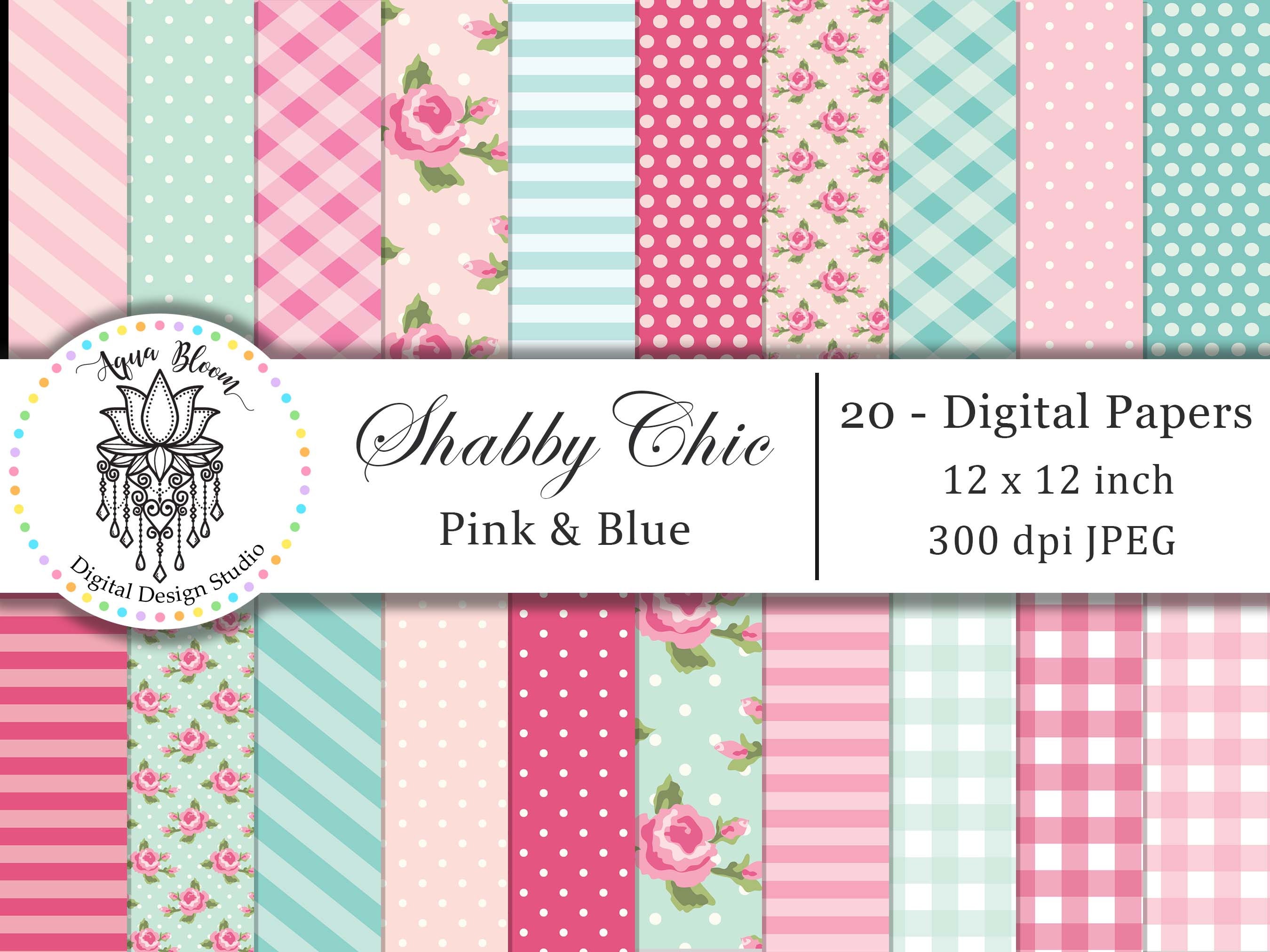 Shabby Chic Floral Digital Scrapbook Paper Digital Download - Etsy