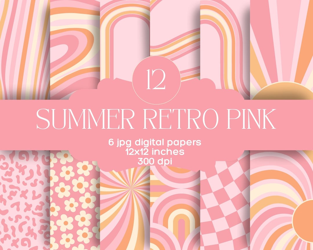 Retro Groovy Digital Paper Aesthetic Pattern Background - Etsy
