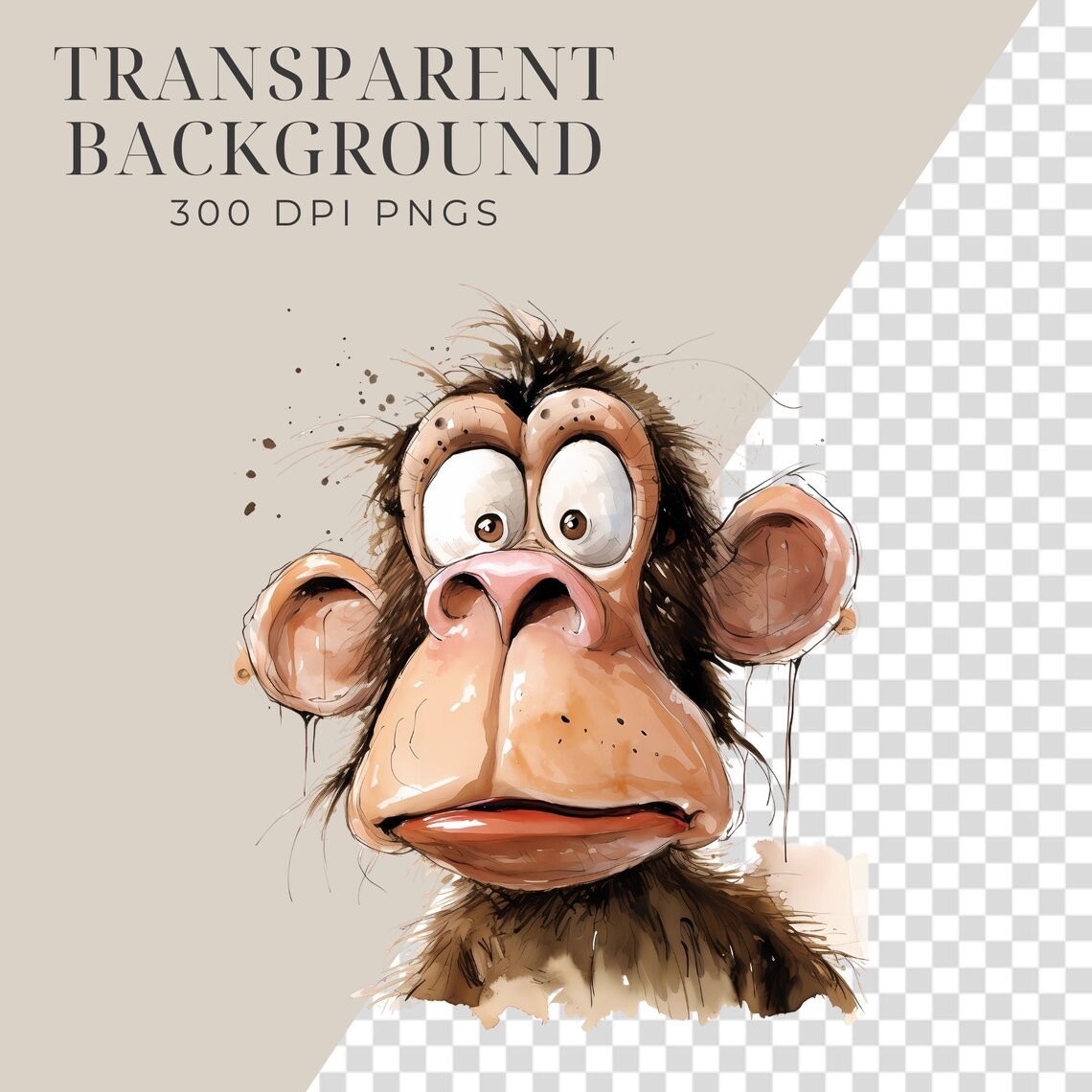 32 Quirky Monkey Clipart Funny Monkey Faces Clipart Bundle High Quality ...