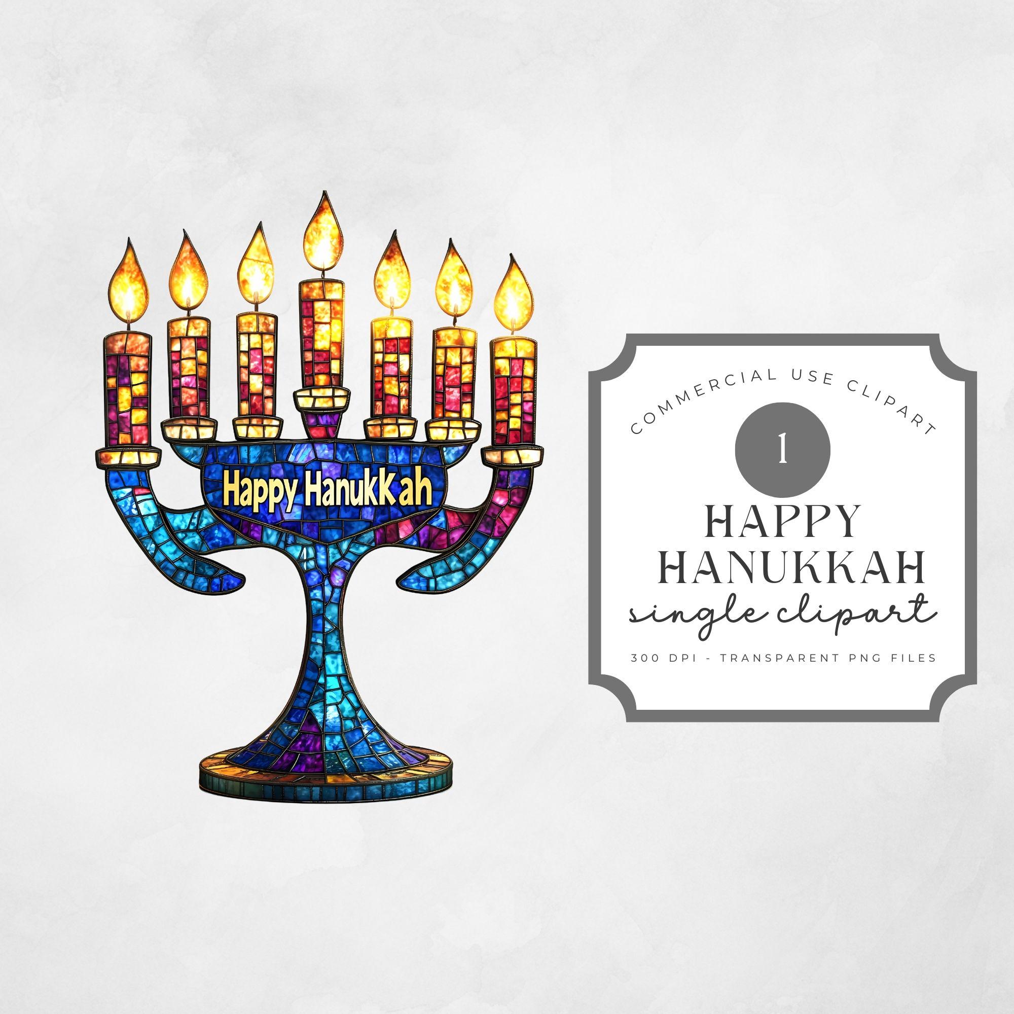 Stained Glass Hanukkah Clipart, Menorah, Dreidel (commercial Use ...