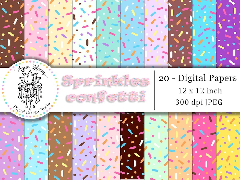Sprinkles Confetti Digital Scrapbook Paper Digital Download - Etsy