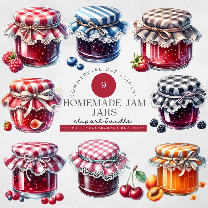 Jam Jars Clipart 9 PNG Sweet Tasty Dessert Jars Graphics, Confiture Jar ...