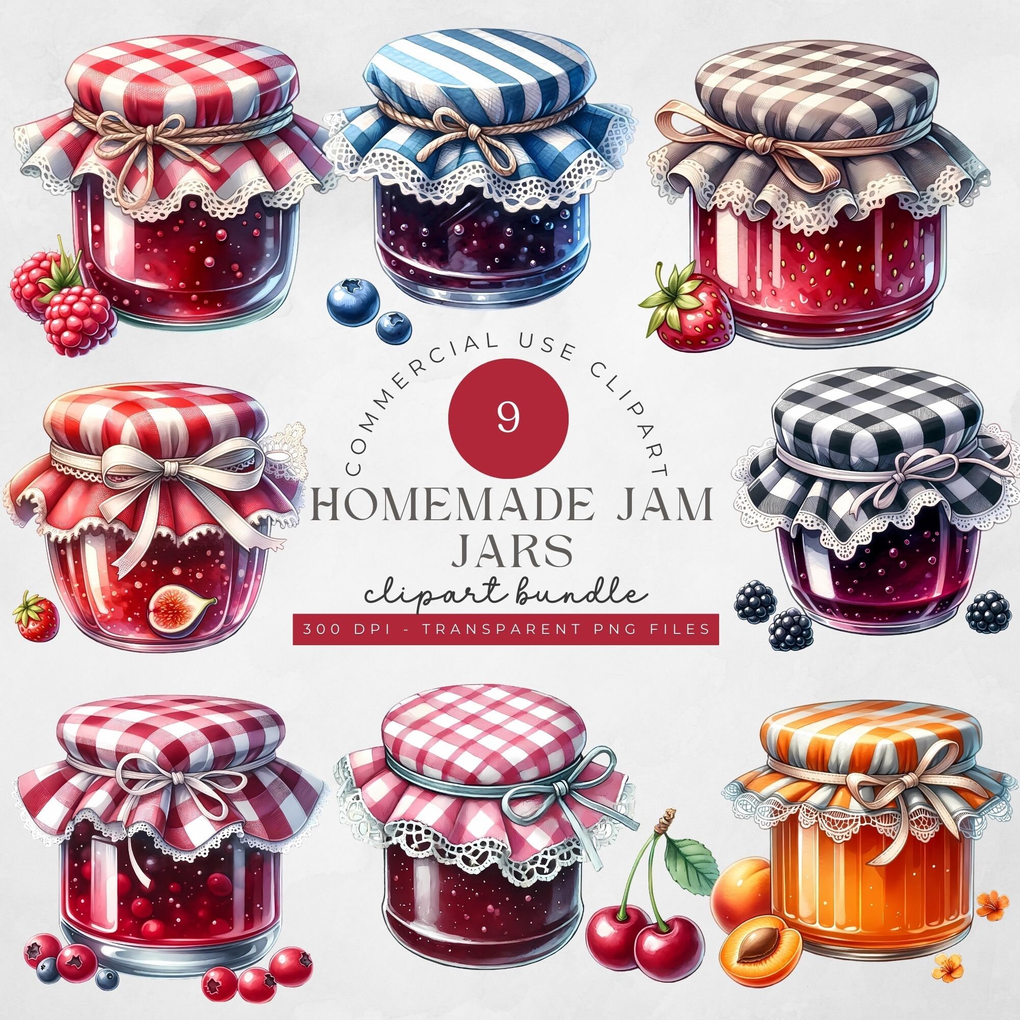 Jam Jars Clipart 9 PNG Sweet Tasty Dessert Jars Graphics, Confiture Jar ...