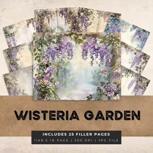 Wisteria Garden Junk Journal Pages, Digital Scrapbooking Printable ...