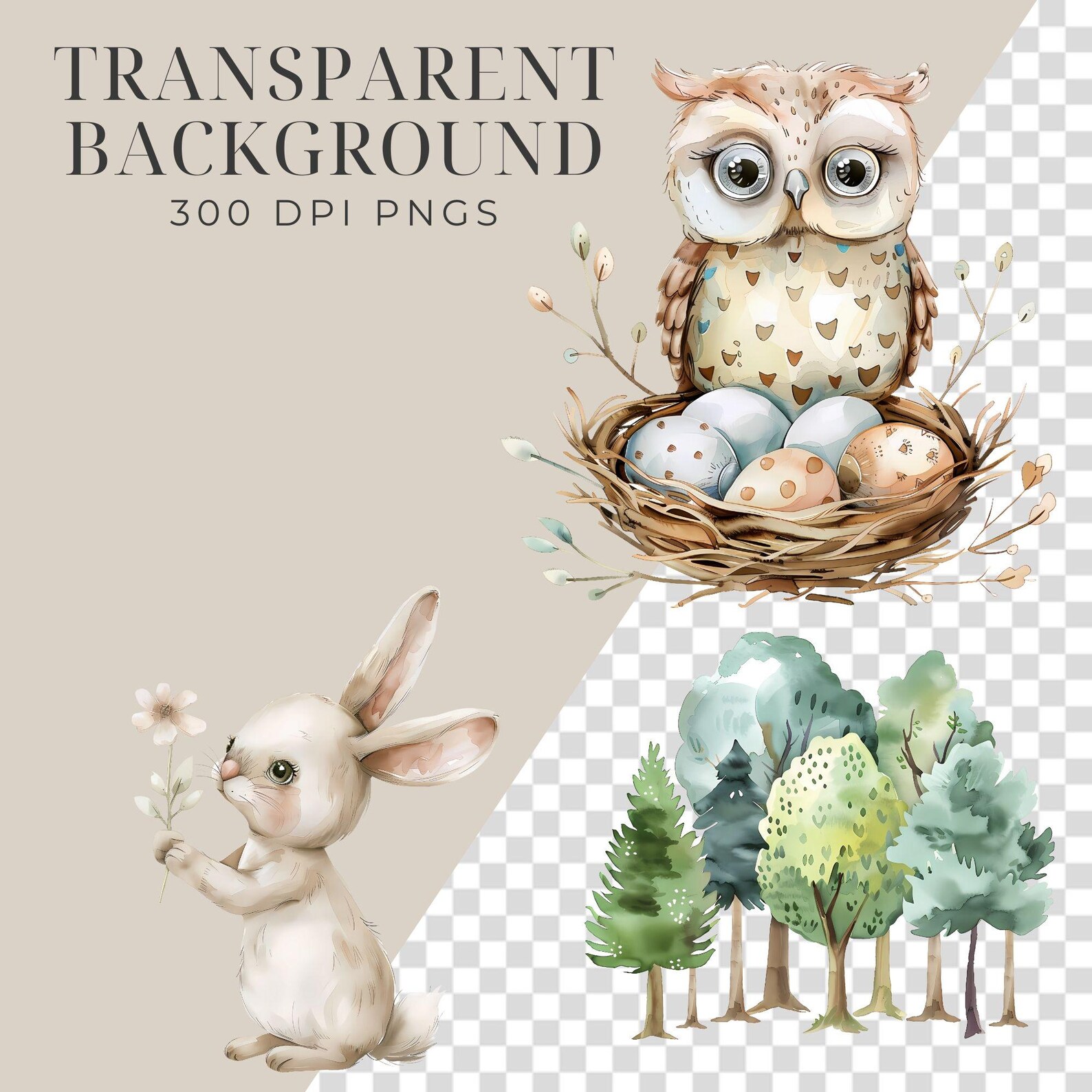 Cute Woodland Animals Clipart Watercolor Bundle, Watercolor Animals ...