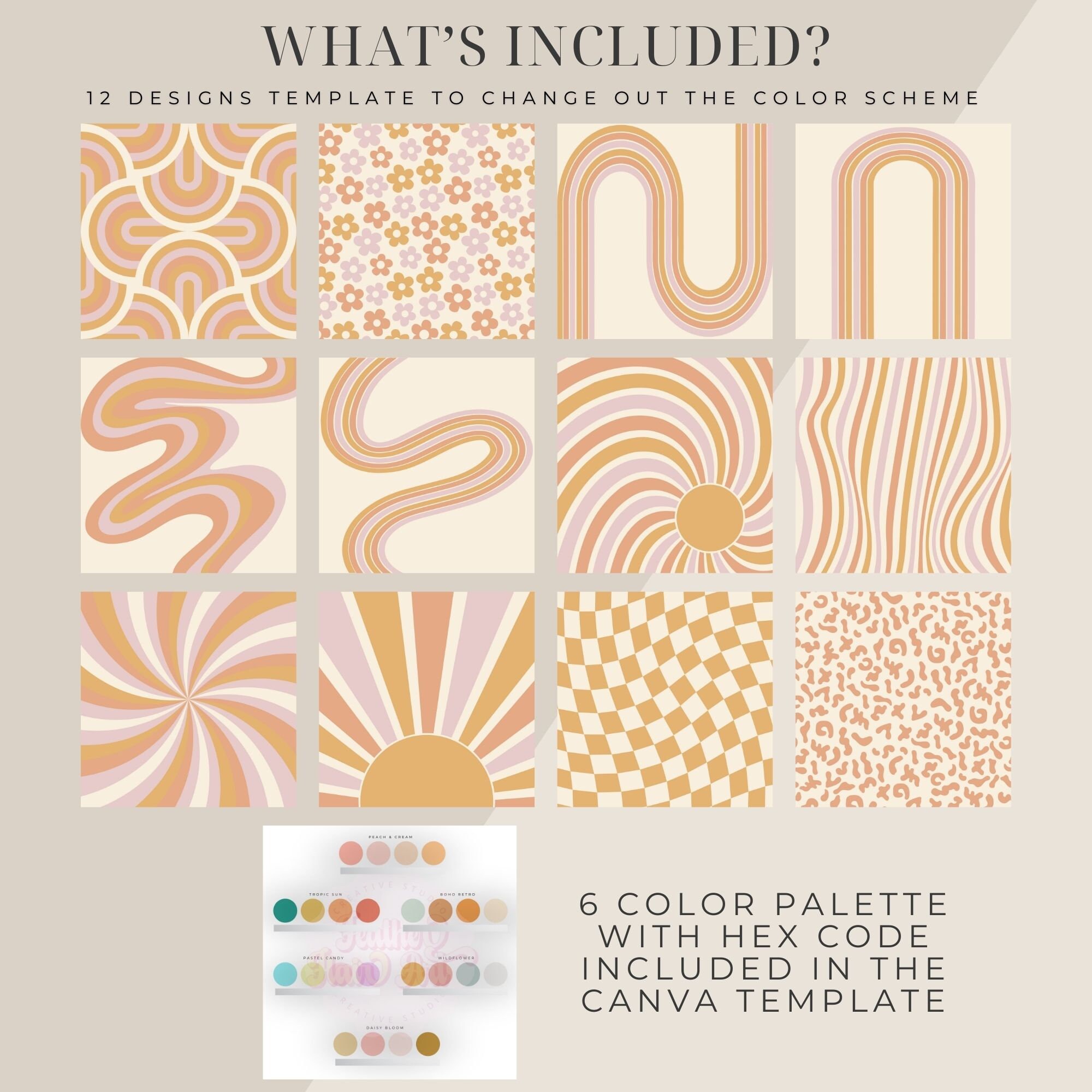 Retro Groovy Digital Paper, Aesthetic Pattern Background, Groovy ...