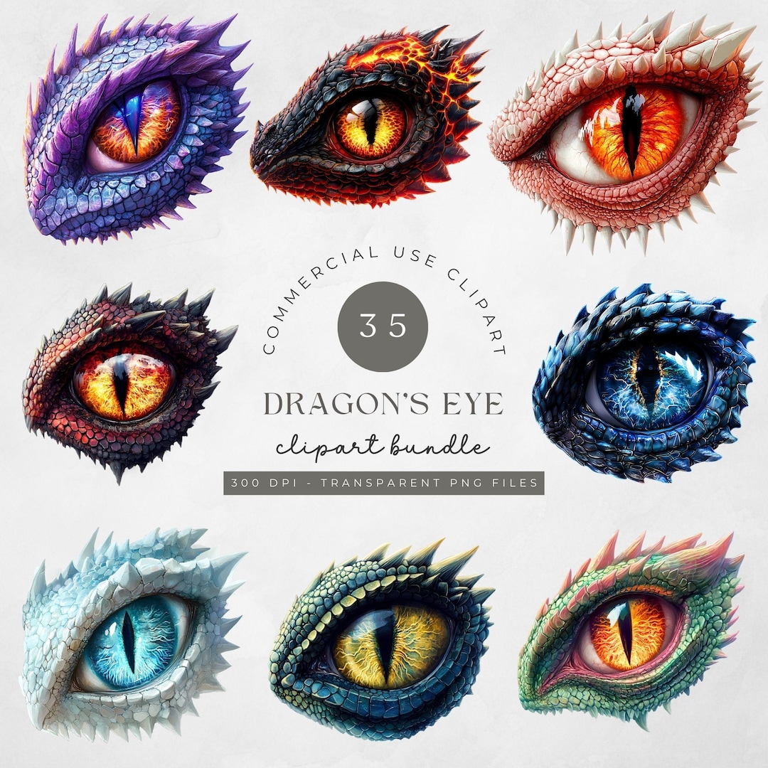 Realistic Dragon Eyes Clipart Green Red Blue Illustrations Fantasy ...