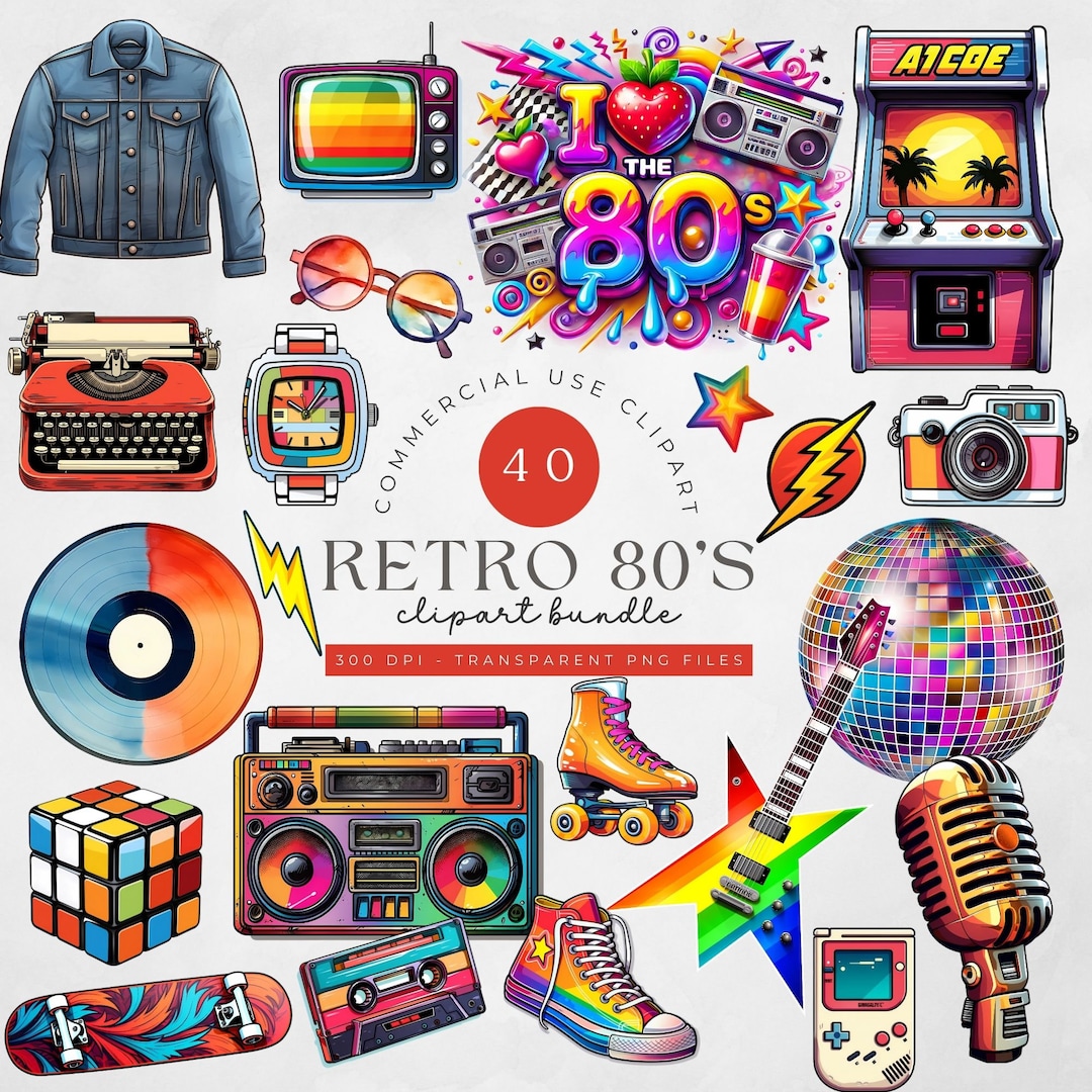 Retro 80s Clipart Totally 80's Neon 80s PNG 80s Retro Fashion Neon ...