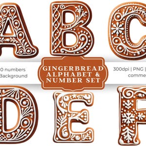 Gingerbread Cookie Letters Clipart Pack, PNG, Christmas Letters Clip ...